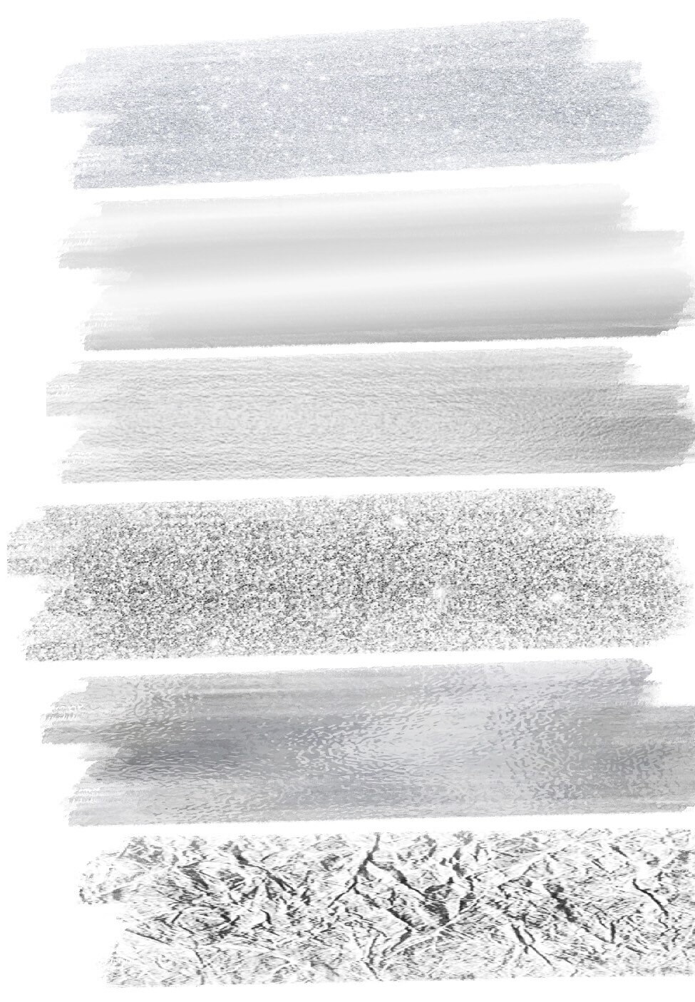 Silver Brush Stroke Clipart, Silver Glitter Clipart, Silver Foil Brush ...