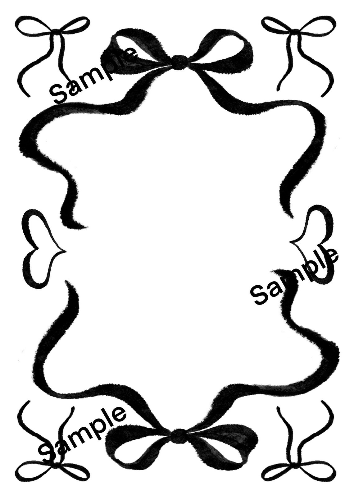 Black Bow Ribbon Frame, Hand Drawn Black Bow Frame, Vintage Bow Frame ...