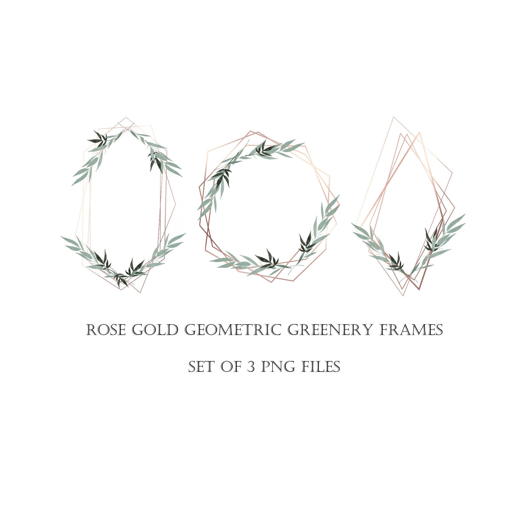 Rose Gold Geometric Frame Clipart - Rose Gold Greenery Frame ...