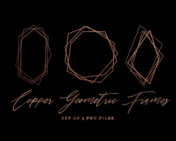 Copper Geometric Frame Clipart Copper Frame Clipart Set - Etsy