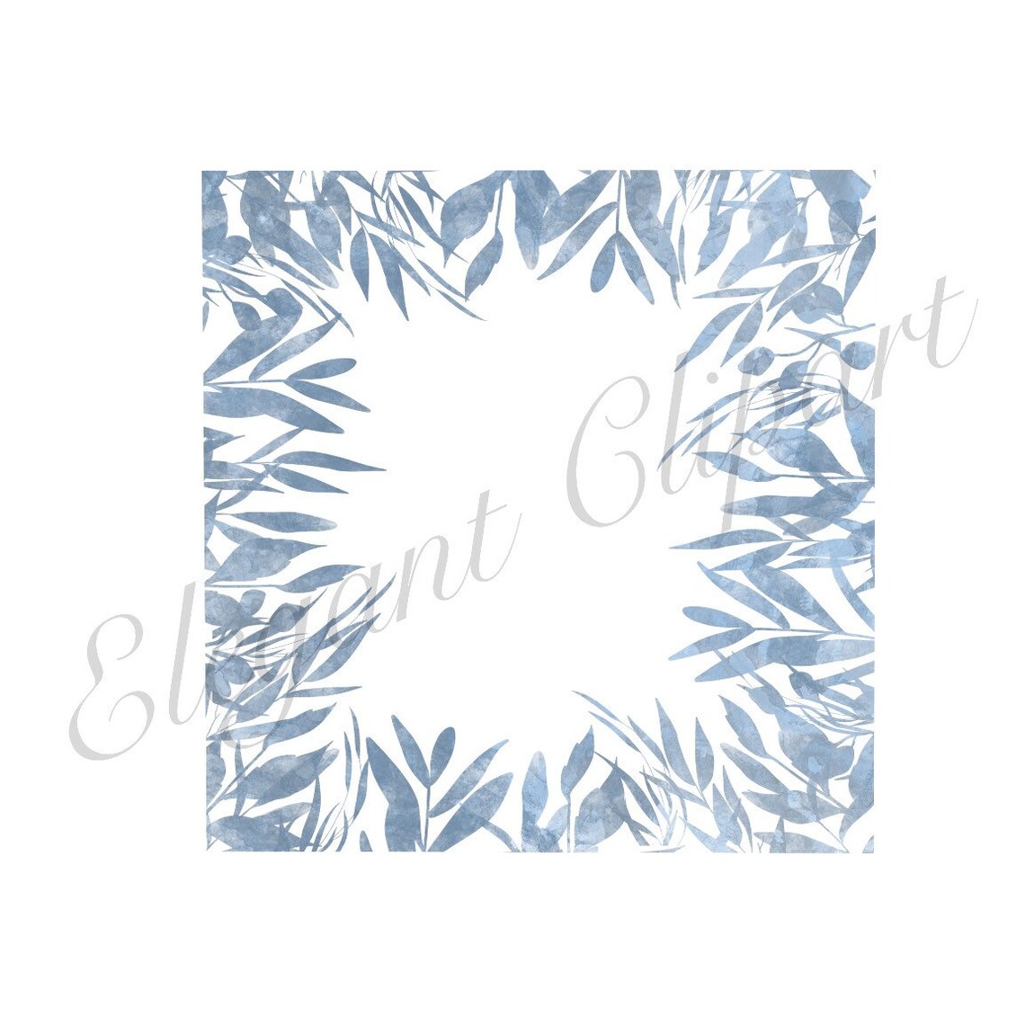 Blue Watercolor Greenery Frame Clipart Blue Greenery Frame - Etsy