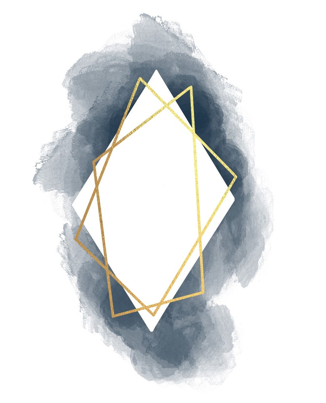 Navy and Gold Geometric Frame Clipart Navy and Gold Greenery - Etsy