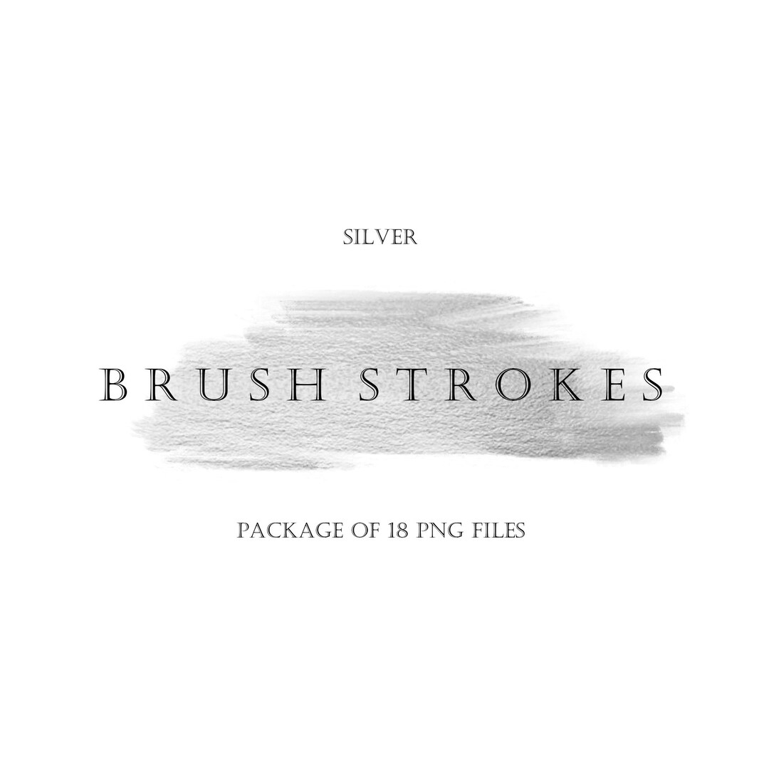 Silver Brush Stroke Clipart, Silver Glitter Clipart, Silver Foil Brush ...