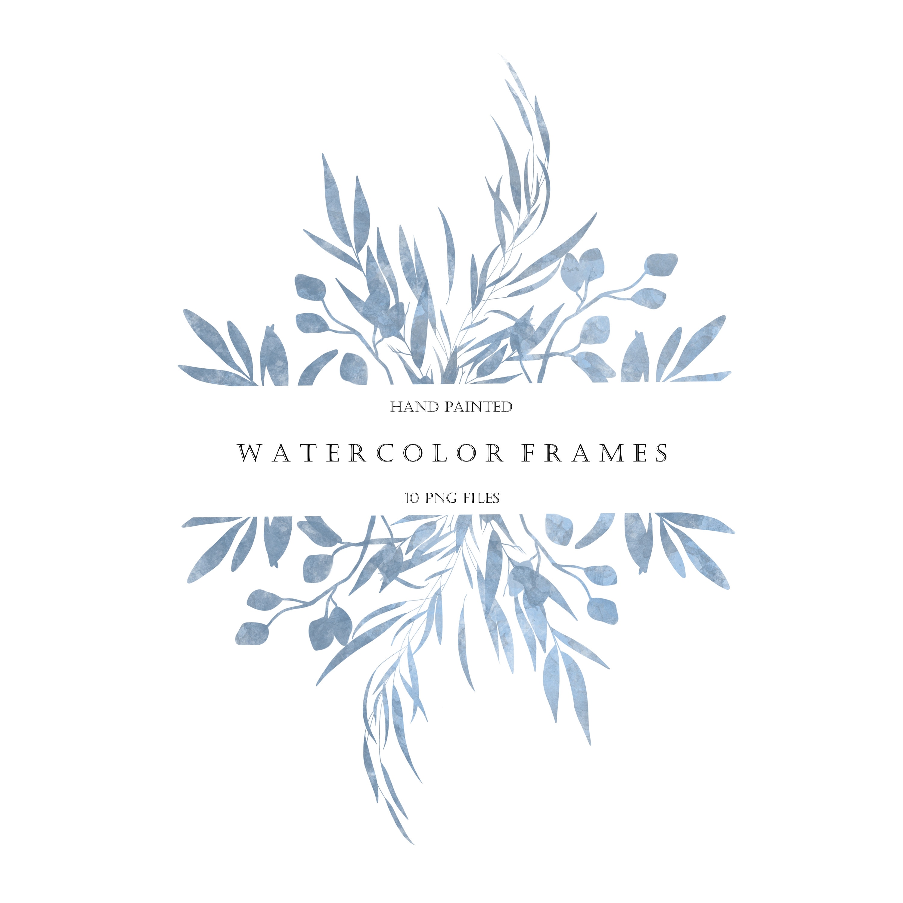 Blue Watercolor Greenery Frame Clipart, Blue Greenery Frame, Watercolor ...