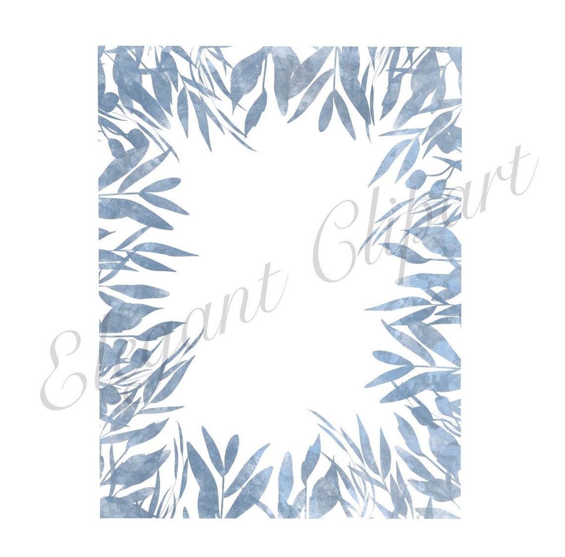 Blue Watercolor Greenery Frame Clipart Blue Greenery Frame - Etsy
