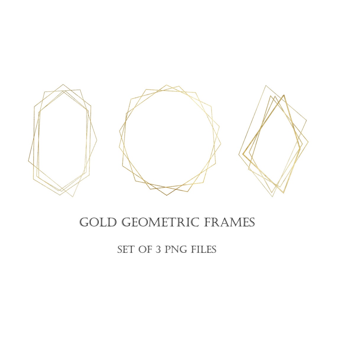 Gold Geometric Frame Clipart - Gold Frame Clip Art - Geometric Frame ...