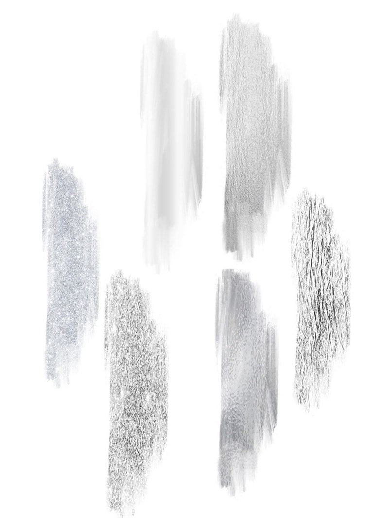 Silver Brush Stroke Clipart, Silver Glitter Clipart, Silver Foil Brush ...