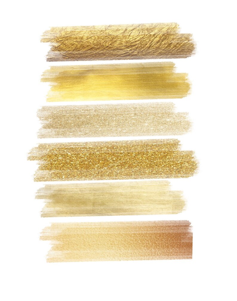 Gold Paint Brush Stroke Clipart, Gold Foil Clip Art, Gold Paint Brush ...