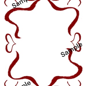 Red Bow Ribbon Frame, Hand Drawn Red Bow Frame, Vintage Bow Frame ...