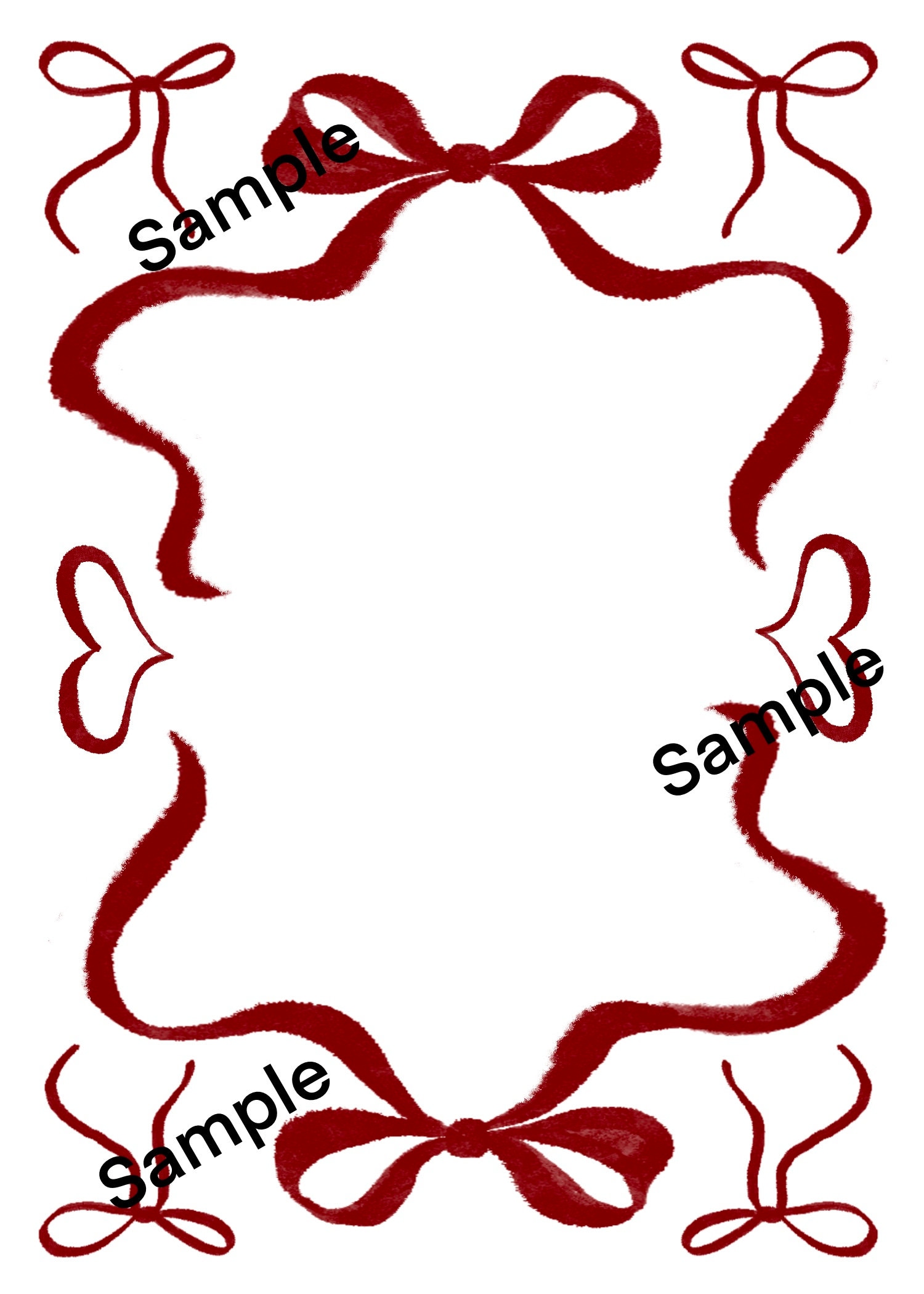 Red Bow Ribbon Frame, Hand Drawn Red Bow Frame, Vintage Bow Frame ...