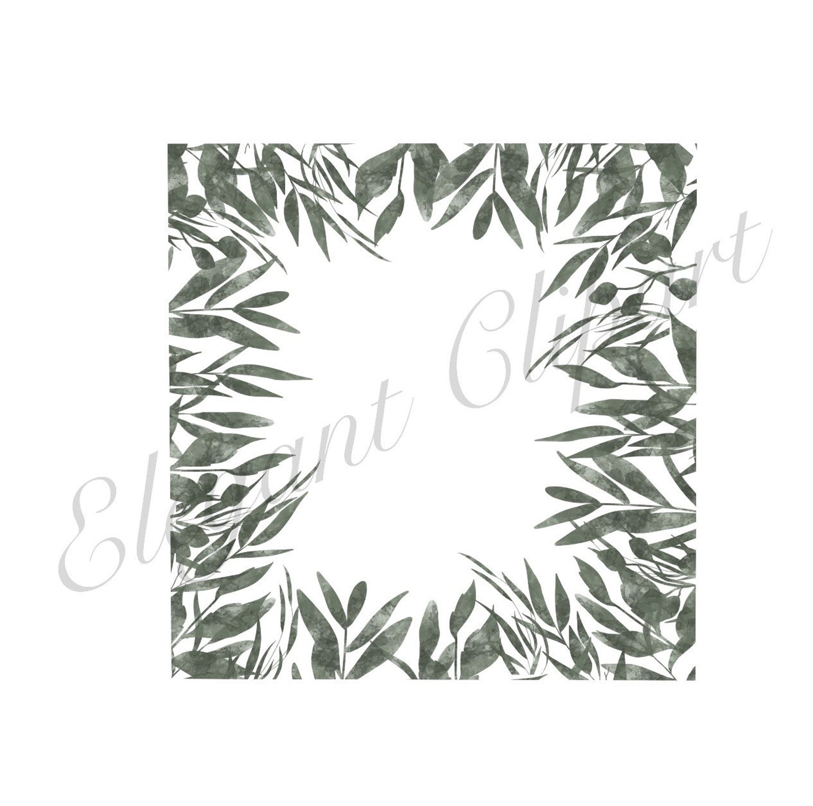 Green Watercolor Greenery Frame Clipart, Green Greenery Frame ...