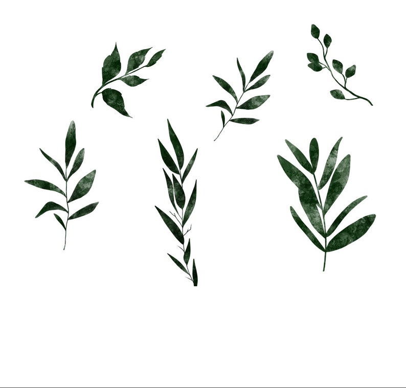 Watercolor Greenery Leaves, Green Watercolor Leaf Separates, Watercolor ...
