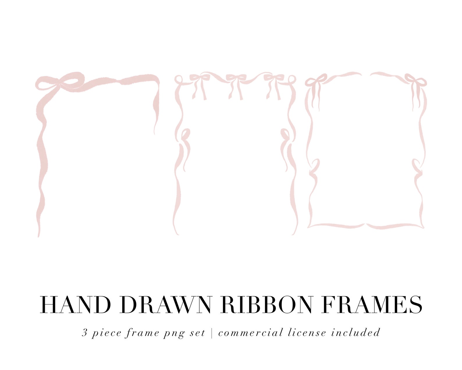 Pink Bow Ribbon Frame, Hand Drawn Pink Bow Frame, Vintage Bow Frame ...