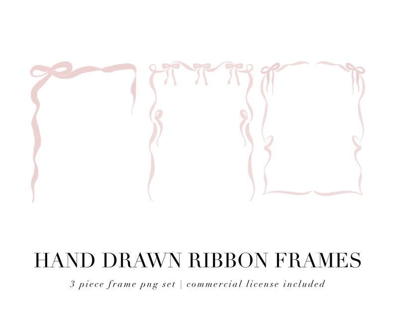 Pink Bow Ribbon Frame, Hand Drawn Pink Bow Frame, Vintage Bow Frame ...