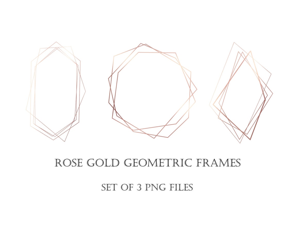 Rose Gold Geometric Frame Clipart, Rose Gold Frame Clip Art, Rose Gold ...