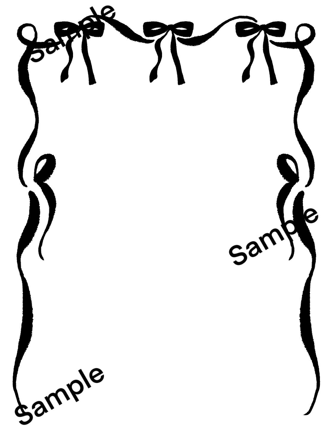 Black Bow Ribbon Frame, Hand Drawn Black Bow Frame, Vintage Bow Frame ...
