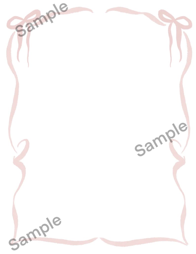 Pink Bow Ribbon Frame, Hand Drawn Pink Bow Frame, Vintage Bow Frame ...