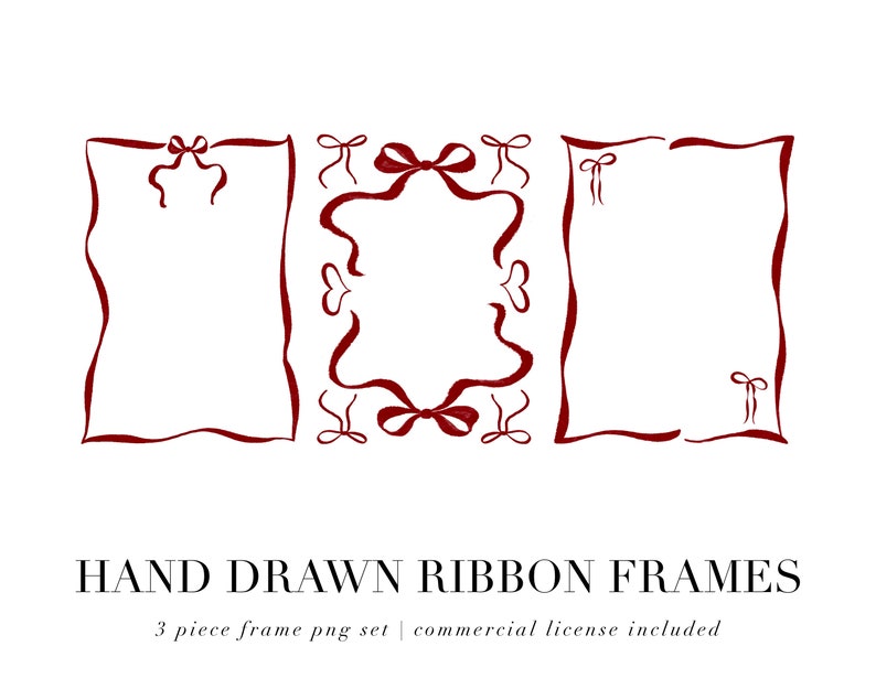 Red Bow Ribbon Frame, Hand Drawn Red Bow Frame, Vintage Bow Frame ...