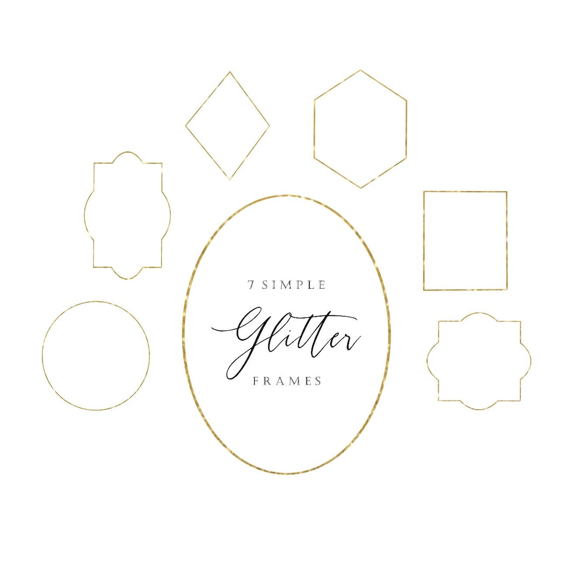 Gold Glitter Frames Clipart Gold Glitter Frames Glitter | Etsy