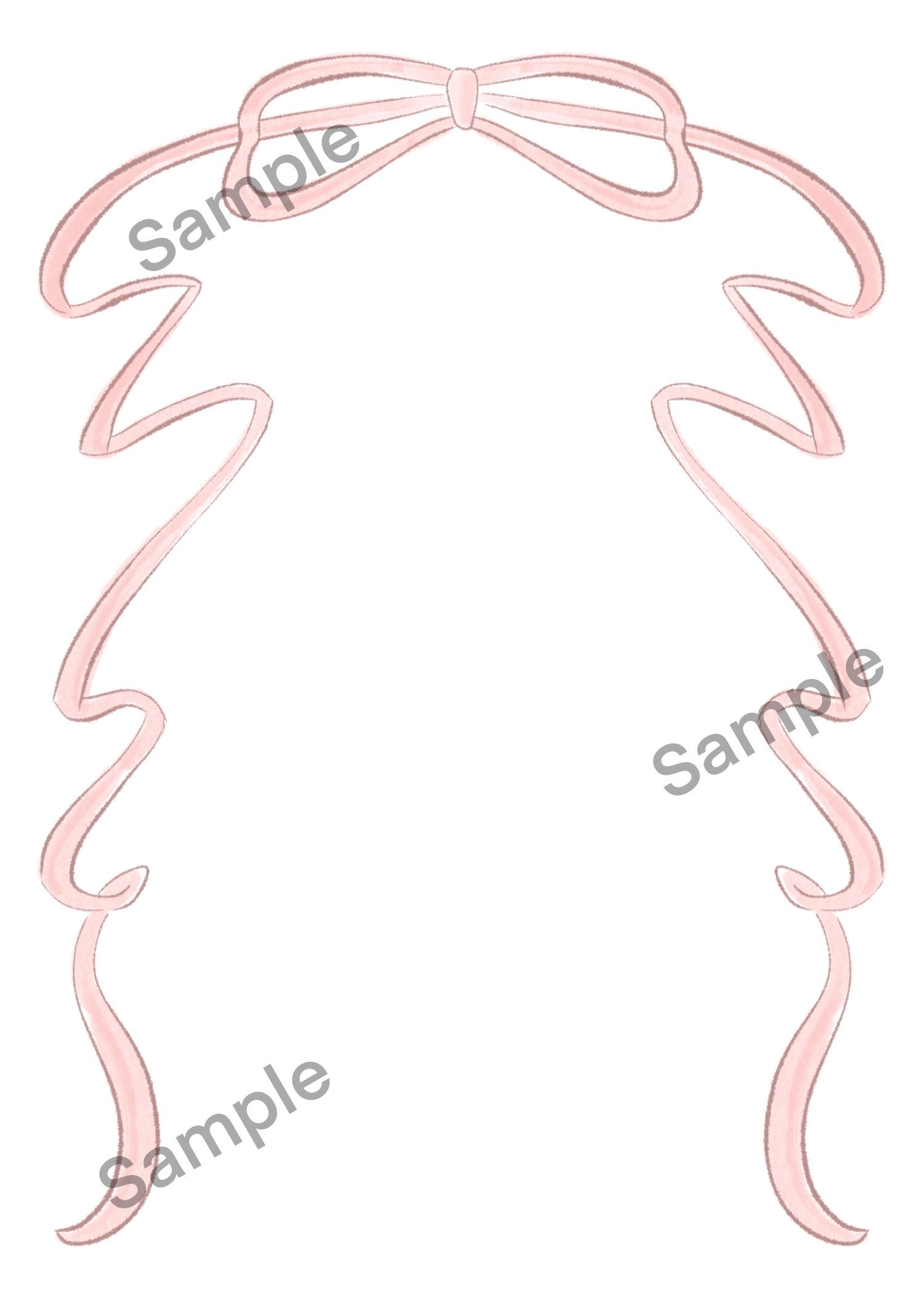 Hand Drawn Pink Bow Ribbon Rame, Pink Bow Frame, Vintage Bow Frame ...