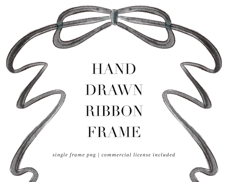 Black Bow Ribbon Frame, Hand Drawn Black Bow Frame, Vintage Bow Frame ...