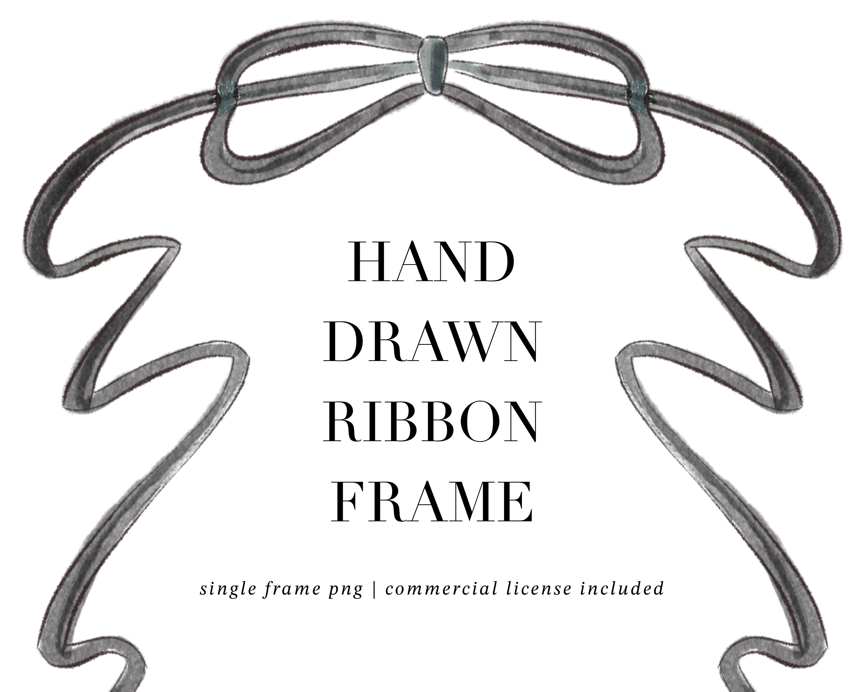 Black Bow Ribbon Frame, Hand Drawn Black Bow Frame, Vintage Bow Frame ...