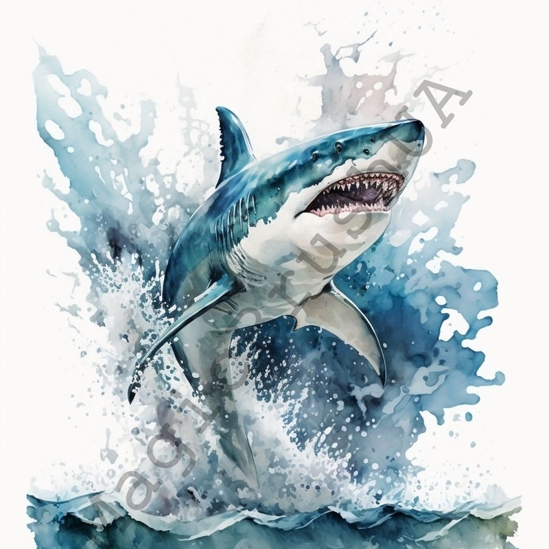 Shark Watercolor - Etsy