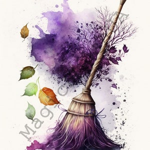 Magic Broom 15 Portraits Set, Magic Broom Clipart, Commercial Digital ...