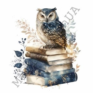 Blue Owl With Books 17 Portraits Set, Blue Owl Clipart, Commercial Use ...