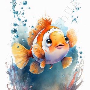 Fish Nemo 16 Portraits Set, Fish Nemo Clipart, Commercial Use, Digital ...