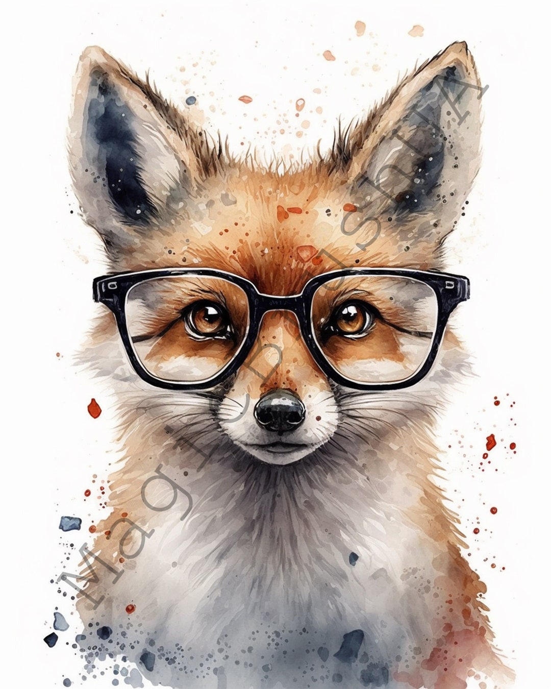 Fox in Glasses 12 Portraits Set, Fox in Glasses Clipart, Commercial Use ...