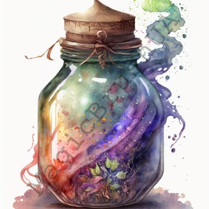 Fantasy Jar 24 Portraits Set, Magic Jar Clipart, Commercial Digital ...