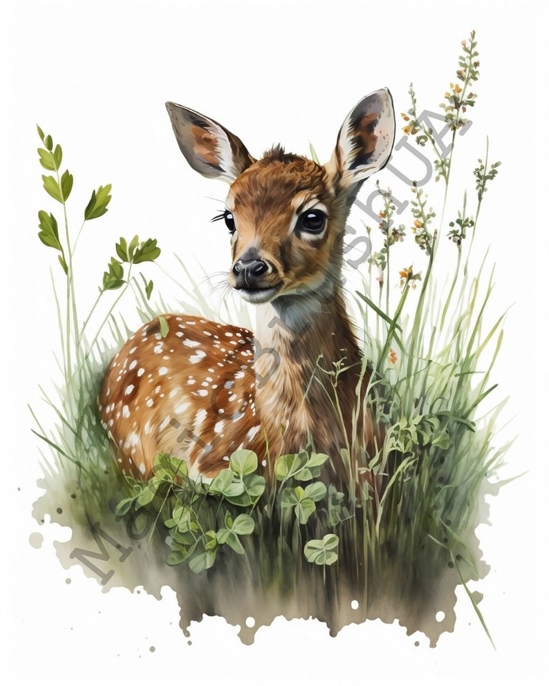 Fawn in Grass 10 Portraits Set Fawn Clipart Commercial Use - Etsy