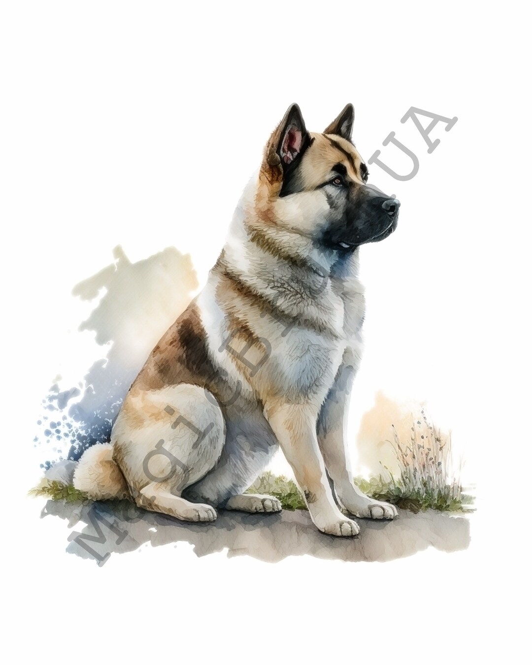 American Akita 9 Portraits Set, American Akita Clipart, Commercial Use ...