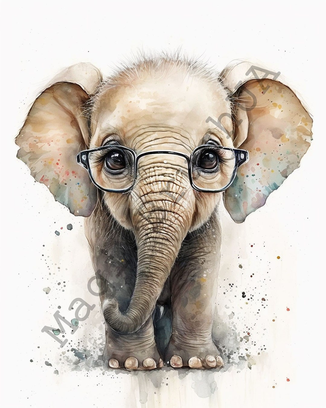 Elephant in Glasses 13 Portraits Set, Elephant in Glasses Clipart ...