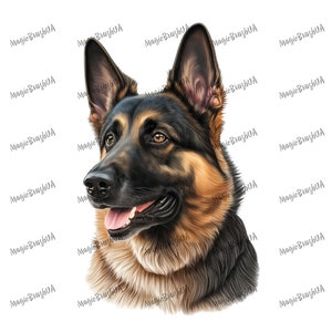 German Shepherd Portraits Set, German Shepherd Clipart, Germanshepherd ...