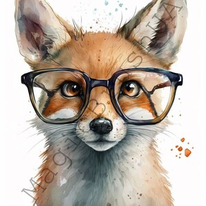 Fox in Glasses 12 Portraits Set, Fox in Glasses Clipart, Commercial Use ...