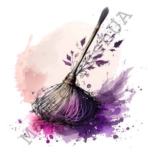 Magic Broom 15 Portraits Set, Magic Broom Clipart, Commercial Digital ...