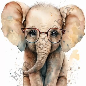 Elephant in Glasses 13 Portraits Set, Elephant in Glasses Clipart ...