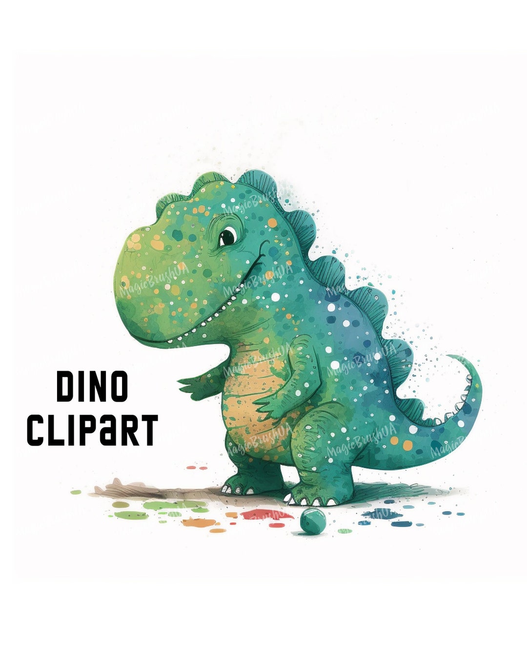 Dinosaur Clipart, Colorful Cute Dino Graphics, Transparent PNG File ...