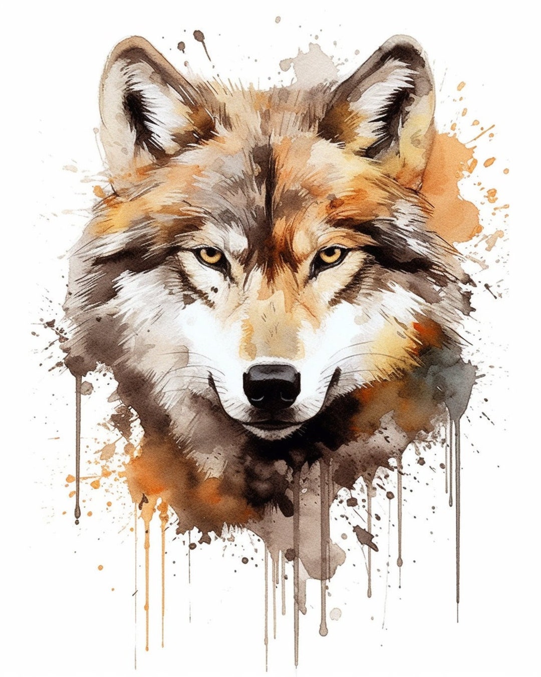 Watercolor Wolf PNG Clipart, Set of 8 Animal Clipart, Digital Download ...