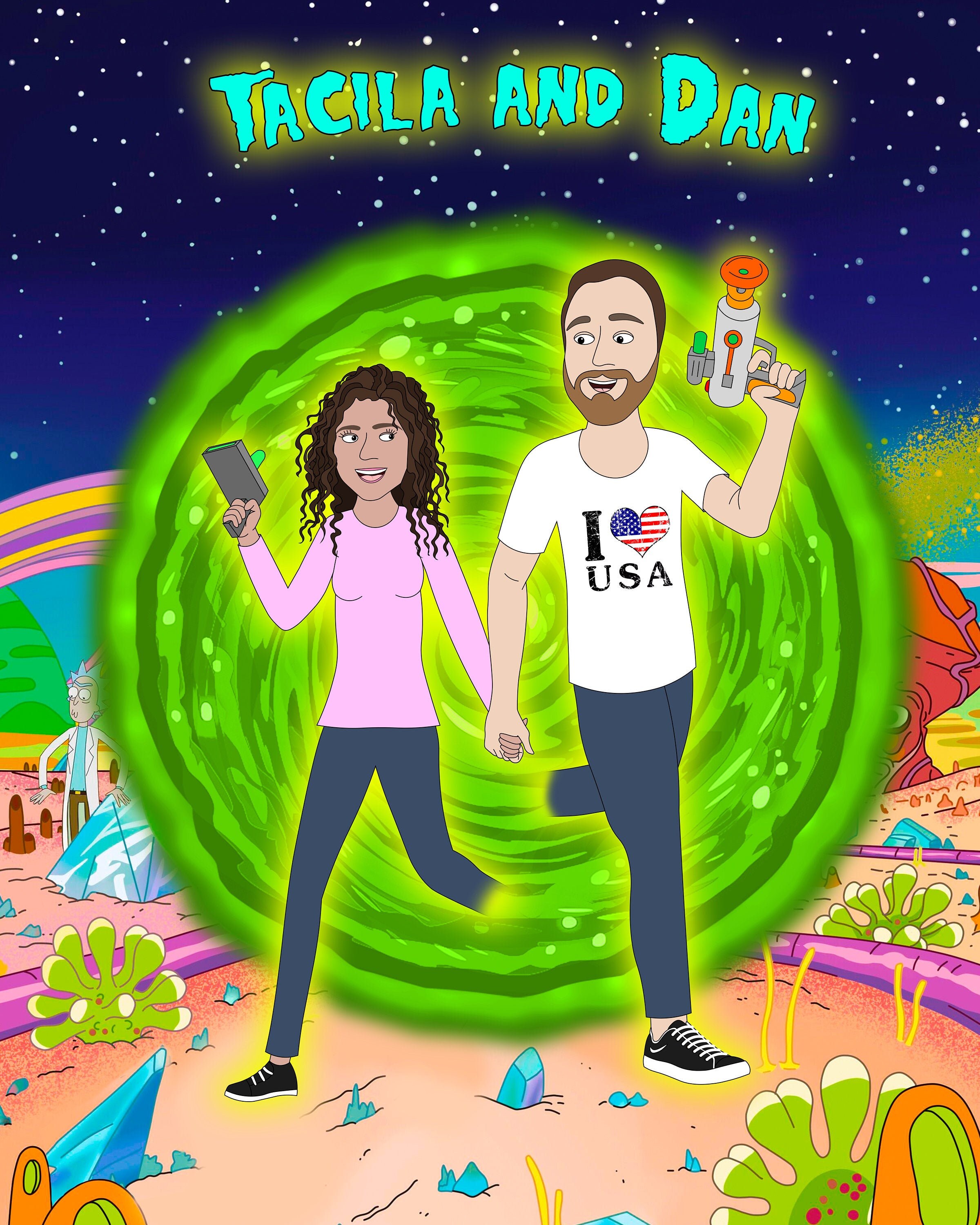 Custom Rick portrait cartoon illustration family portrait | Etsy