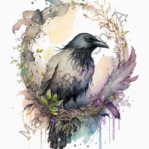 Mysterious Crow 12 Portraits Set, Mysterious Crow Clipart,commercial Digital Download, Crow ...