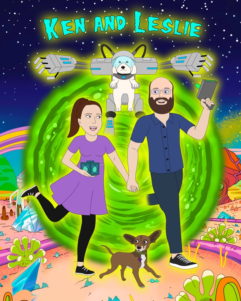 Custom Rick Portrait Cartoon Illustration Family Portrait - Etsy