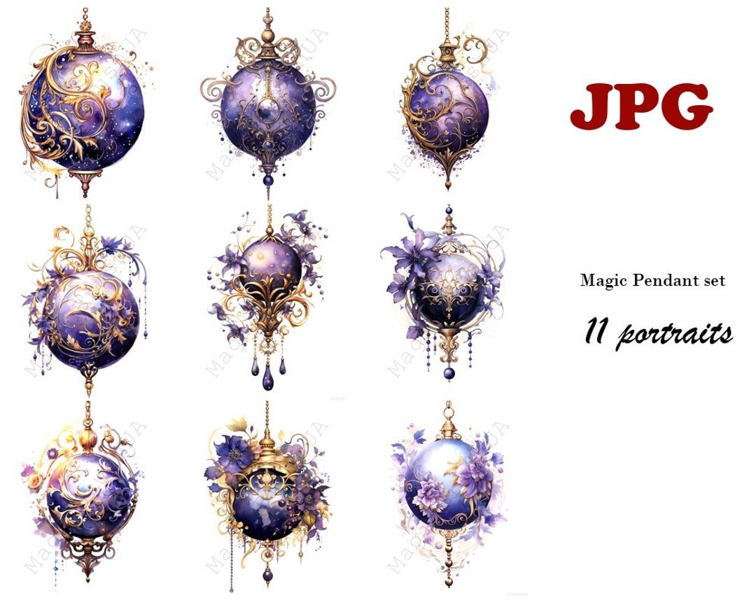 Magic Pendant 11 Portraits Set, Clipart Magic, Commercial Use, Magic ...