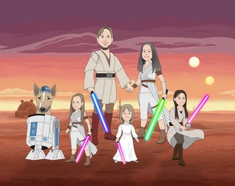 Custom Rick Portrait Cartoon Illustration Family Portrait - Etsy