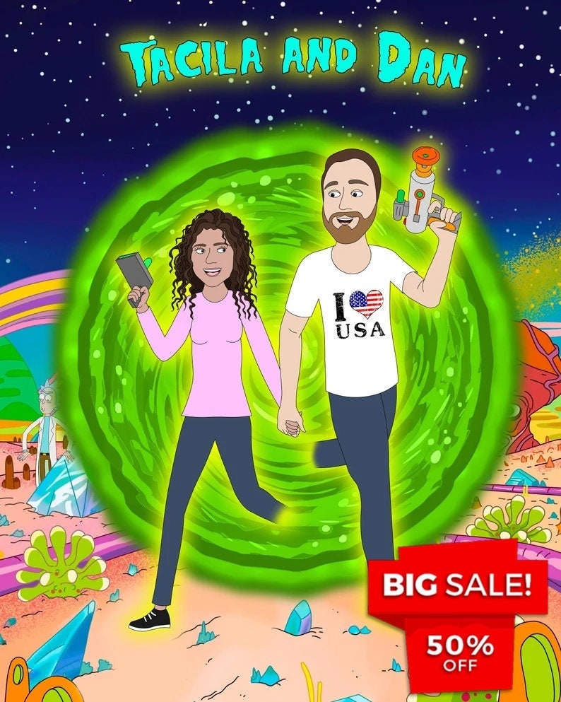 Custom Rick Portrait Cartoon Illustration Family Portrait - Etsy