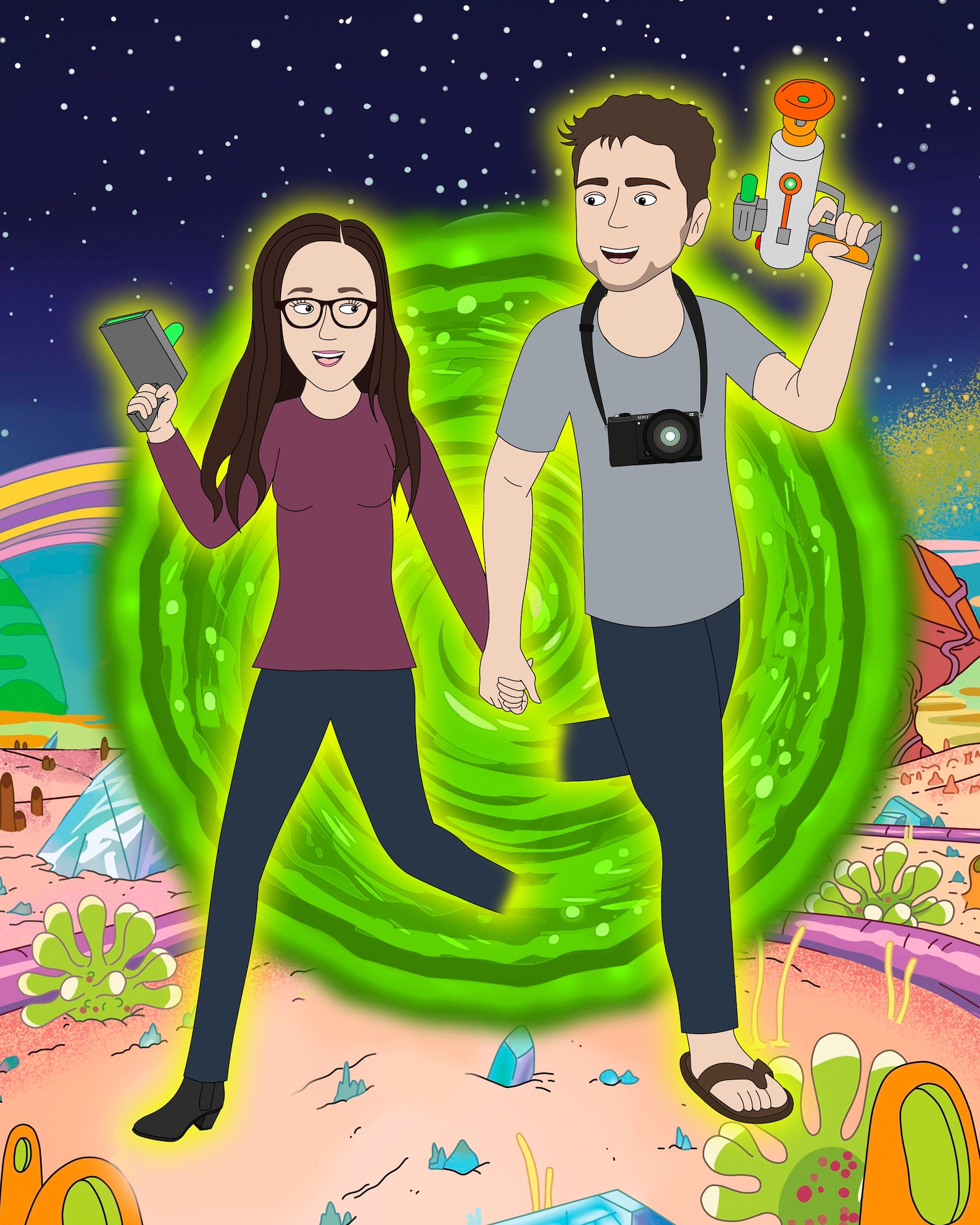 Custom Rick Portrait Cartoon Illustration Family Portrait | Etsy