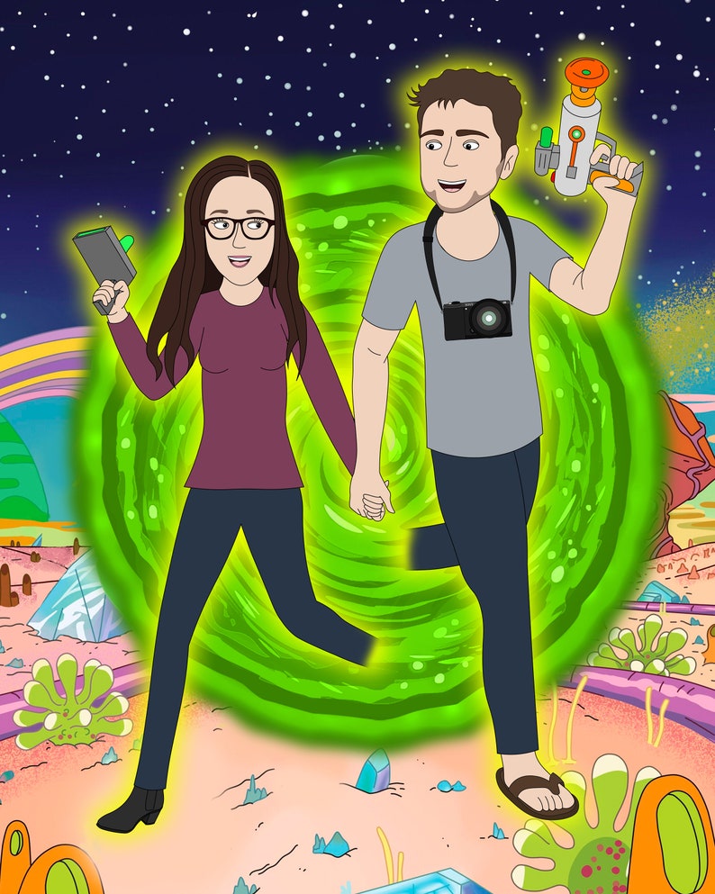 Custom Rick Portrait Cartoon Illustration Family Portrait - Etsy