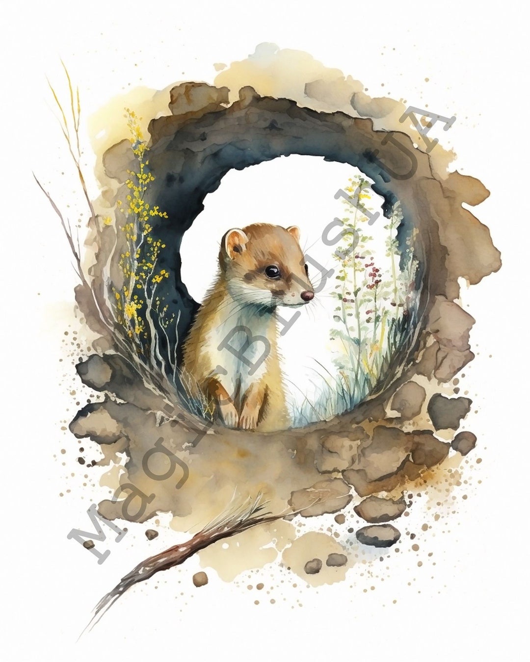 Weasel 14 Portraits Set, Weasel Clipart, Commercial Use, Digital ...